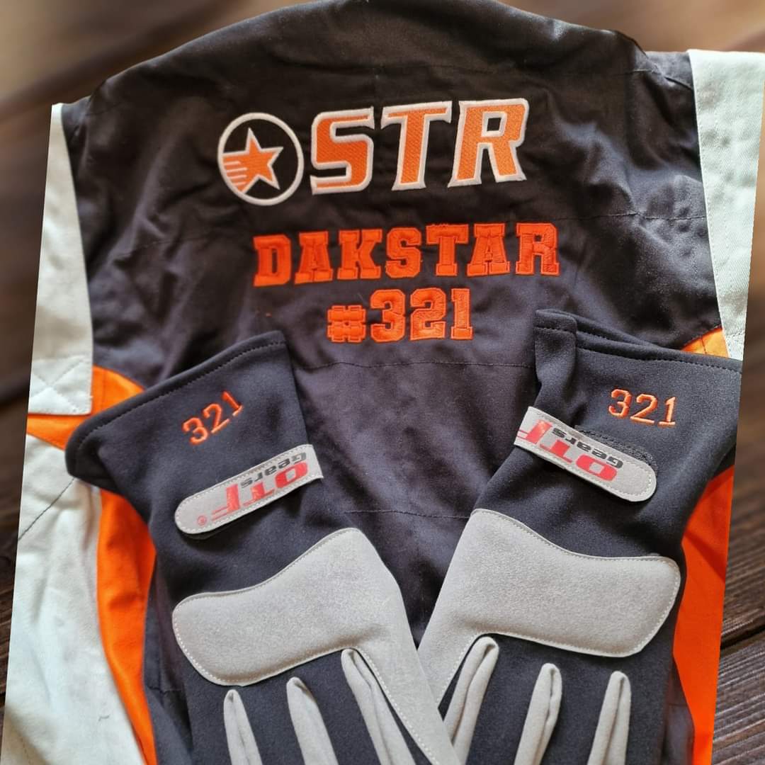 Team name embroidered onto overalls using Fire Fighter thread (overall